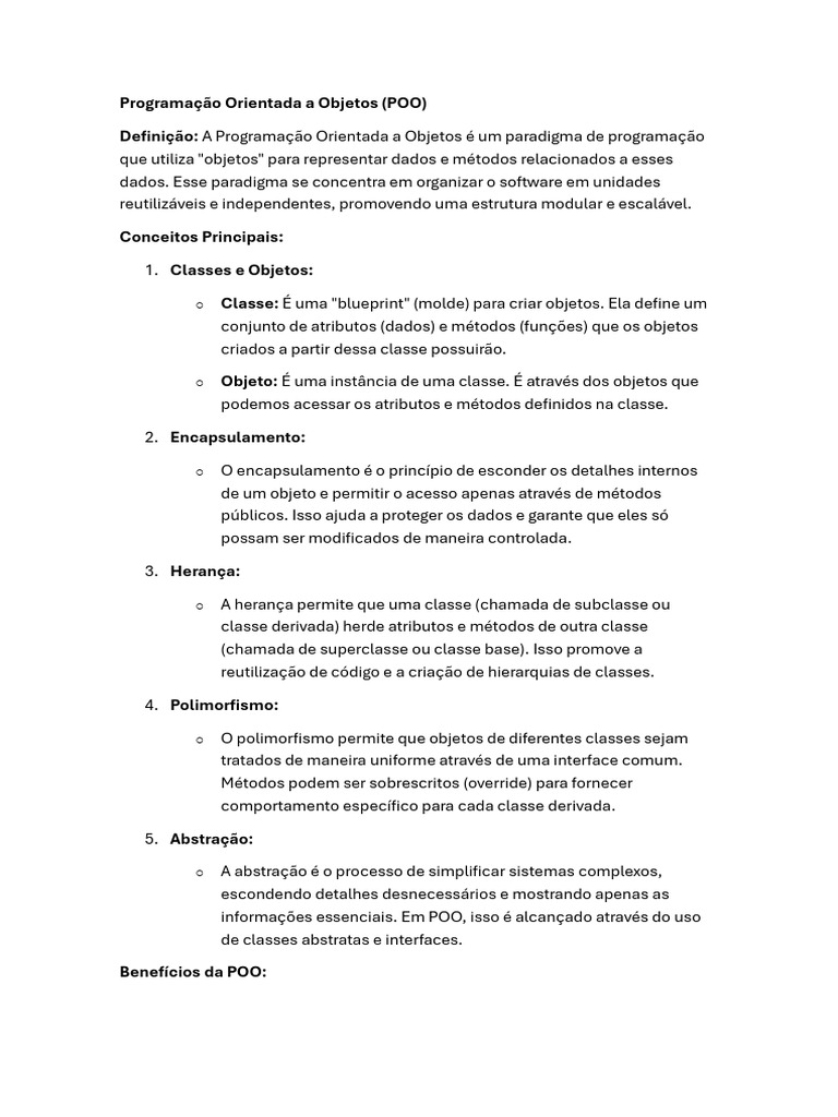 Fundamentos da Programação Orientada a Objetos | PDF | Classe ...