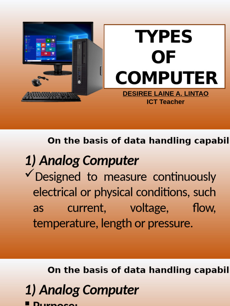 Quarter 1 Lesson 5 Types of Computer | PDF | Microcomputers | Supercomputer