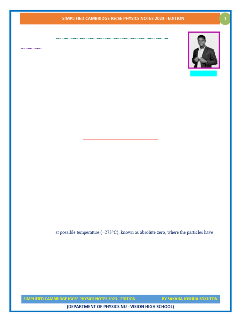 IGCSE Physics Notes: Thermal Physics 2023 | PDF | Temperature | Gases