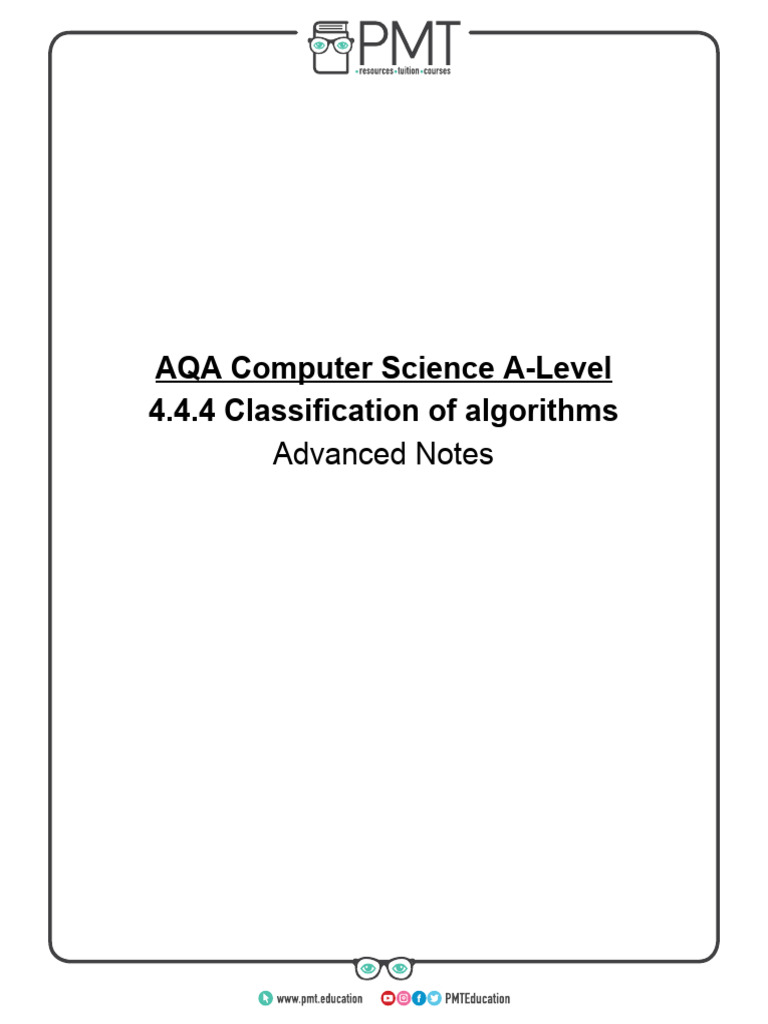 4.4. Classification of Algorithms - Advanced | PDF | Time Complexity | Computational Complexity ...