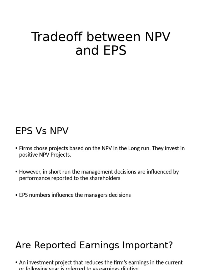 EPS vs NPV: Project Selection Insights | PDF | Net Present Value | Taxes