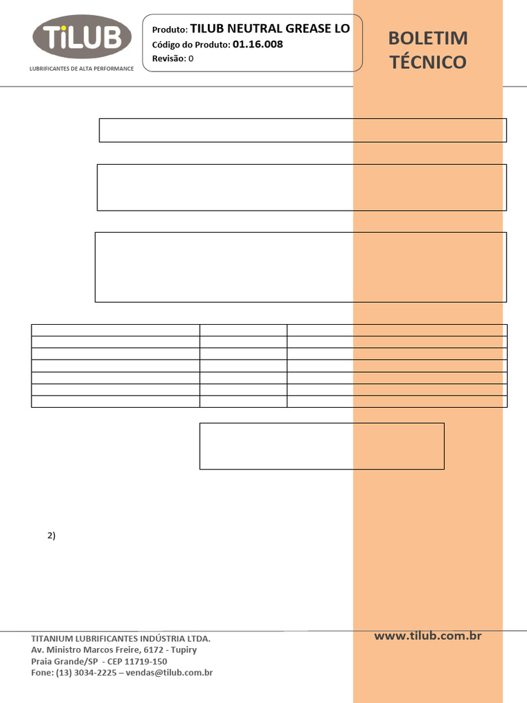 Graxa Alimenticia - Tilub Neutral Grease Lo | PDF | Química | Materiais
