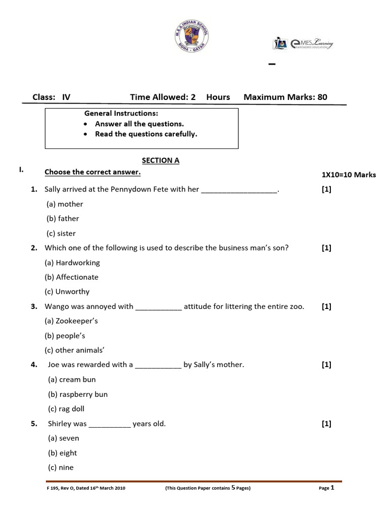 Moral Science Model Question Paper IV | PDF