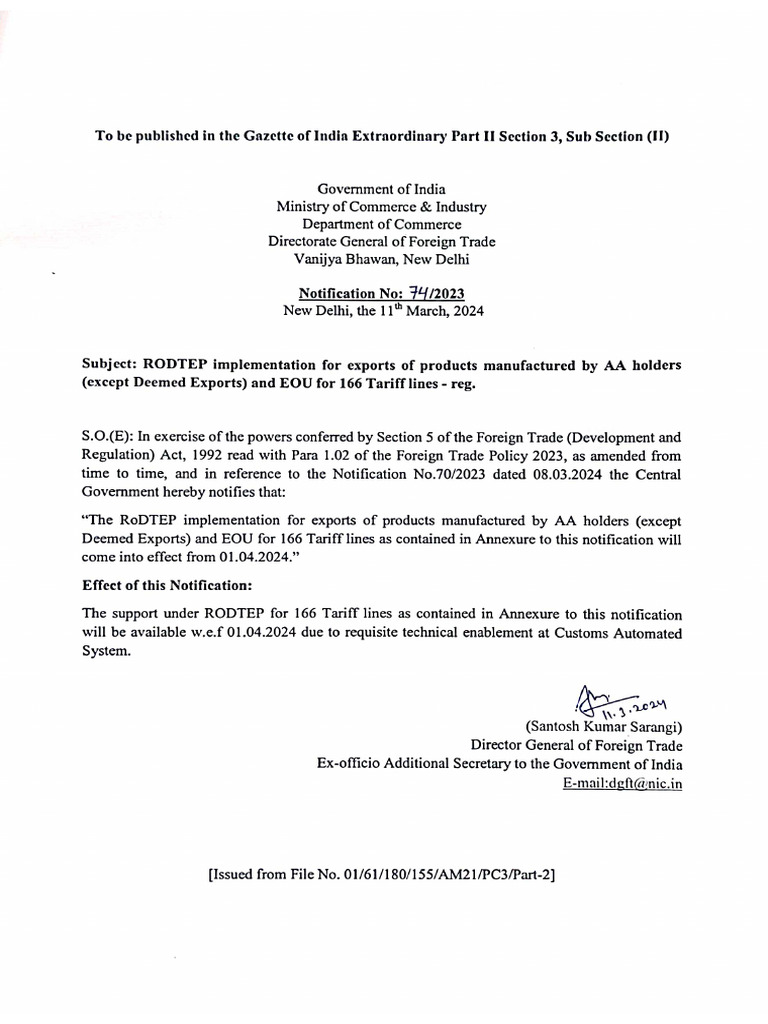 Notification 74 Dated 11.03.2024-English | PDF