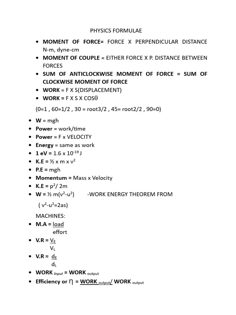 PHYSICS FORMULAE | PDF