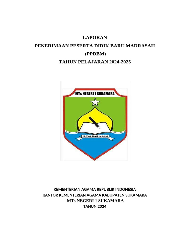 LAPORAN PPDB MTs Negeri 1 Sukamara Tahun 2024 | PDF