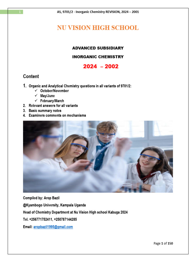Inorganic Chemistry Revision Guide 2024 | PDF | Ion | Chemical Bond