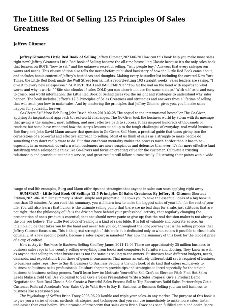 Gsat Service Sci Tu Ac TH The Little Red of Selling 125 Principles ...