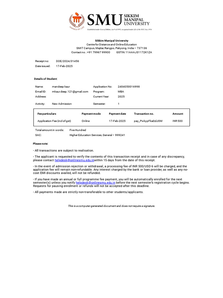 Applicant Files - Application Fee File | PDF