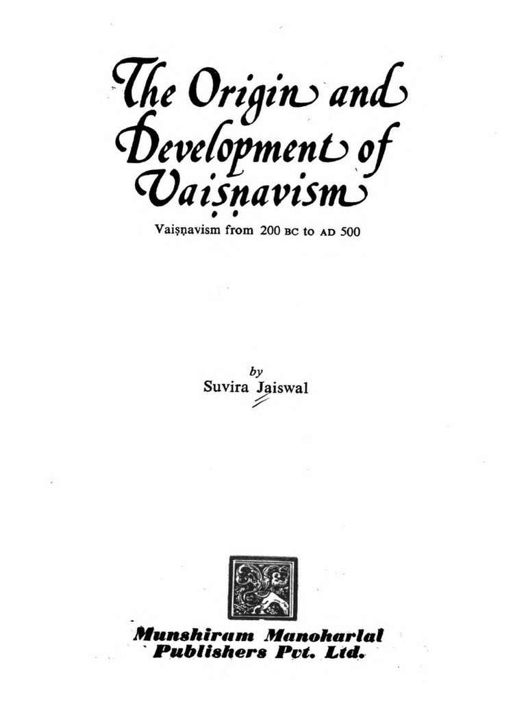 Suvira Jaiswal - The Origin and Development of Vai Avism - Vai Avism ...