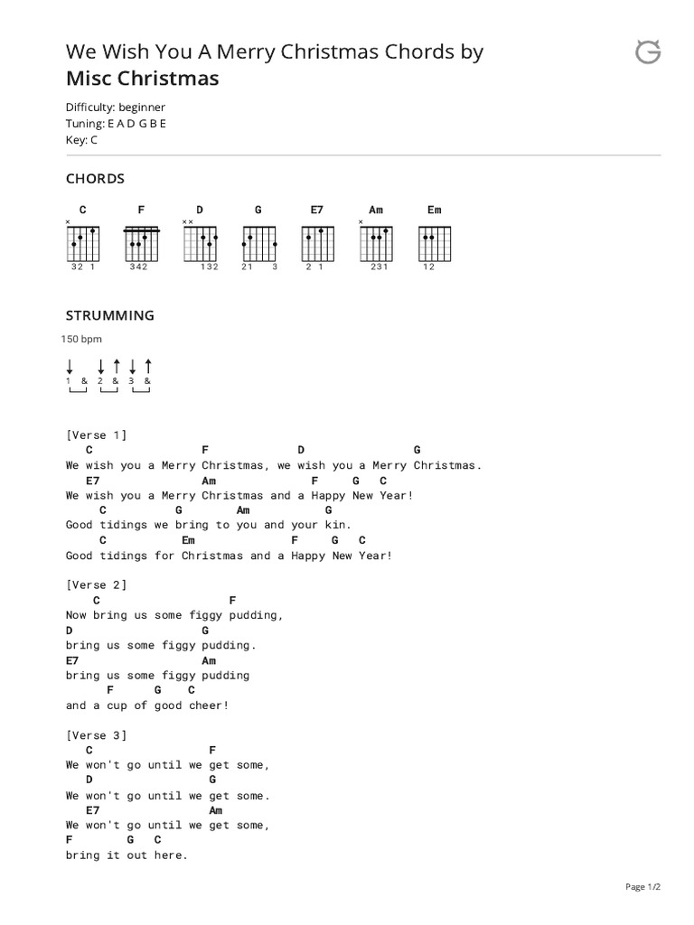 We Wish You A Merry Christmas Chords | PDF
