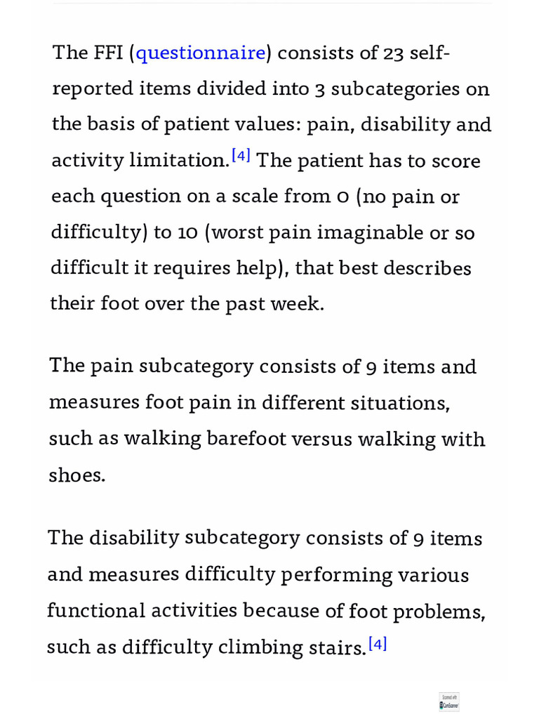 Scales and Questionnaire in Plantar Fasciitis | PDF