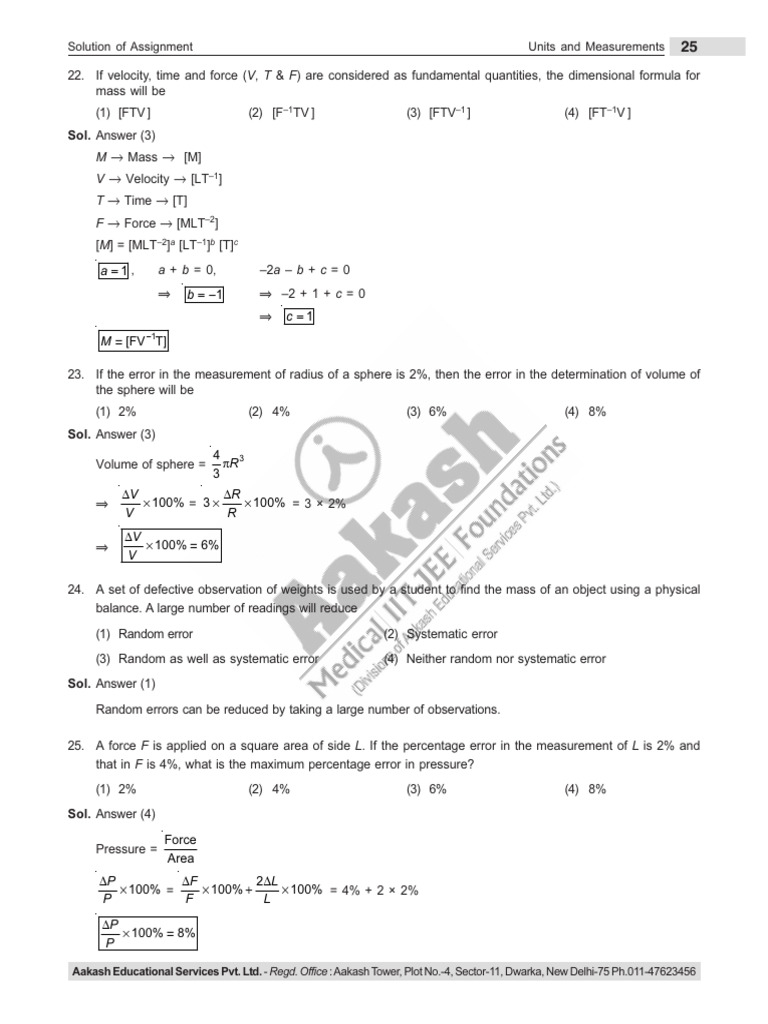 Dimensional Analysis and Measurement Errors | PDF