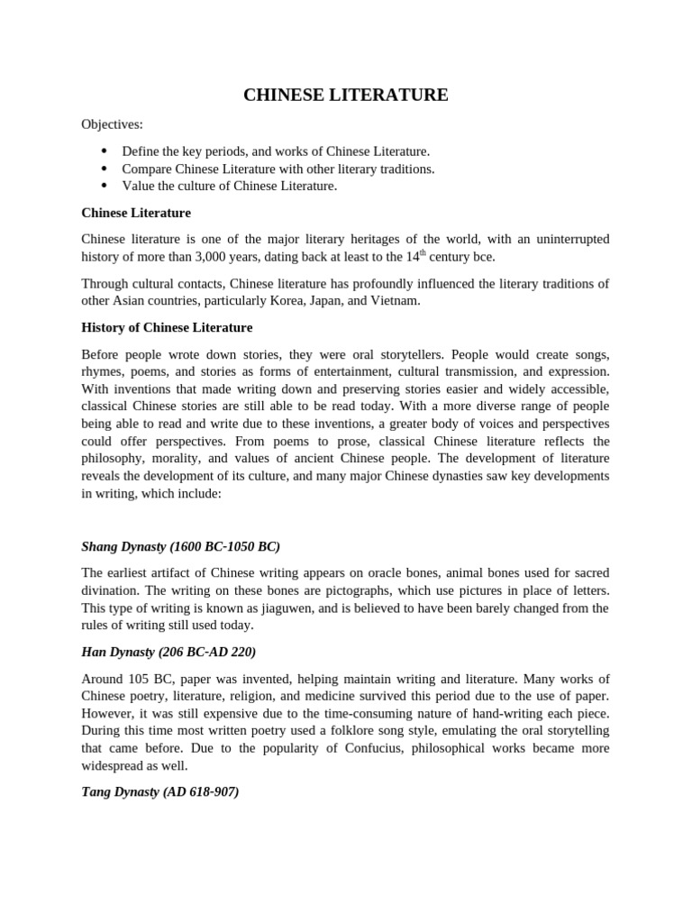 Chinese-Lit-handout | PDF | Chinese Culture | Confucius