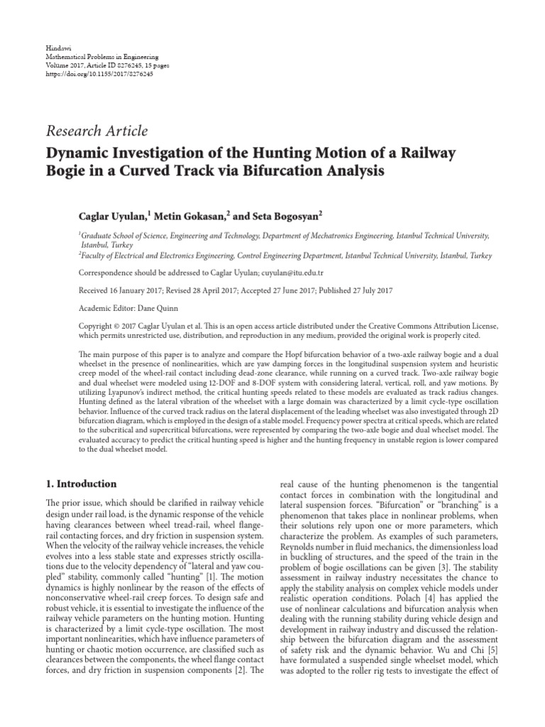 Dynamic Investigation of The Hunting Motion of A R | PDF | Stability ...