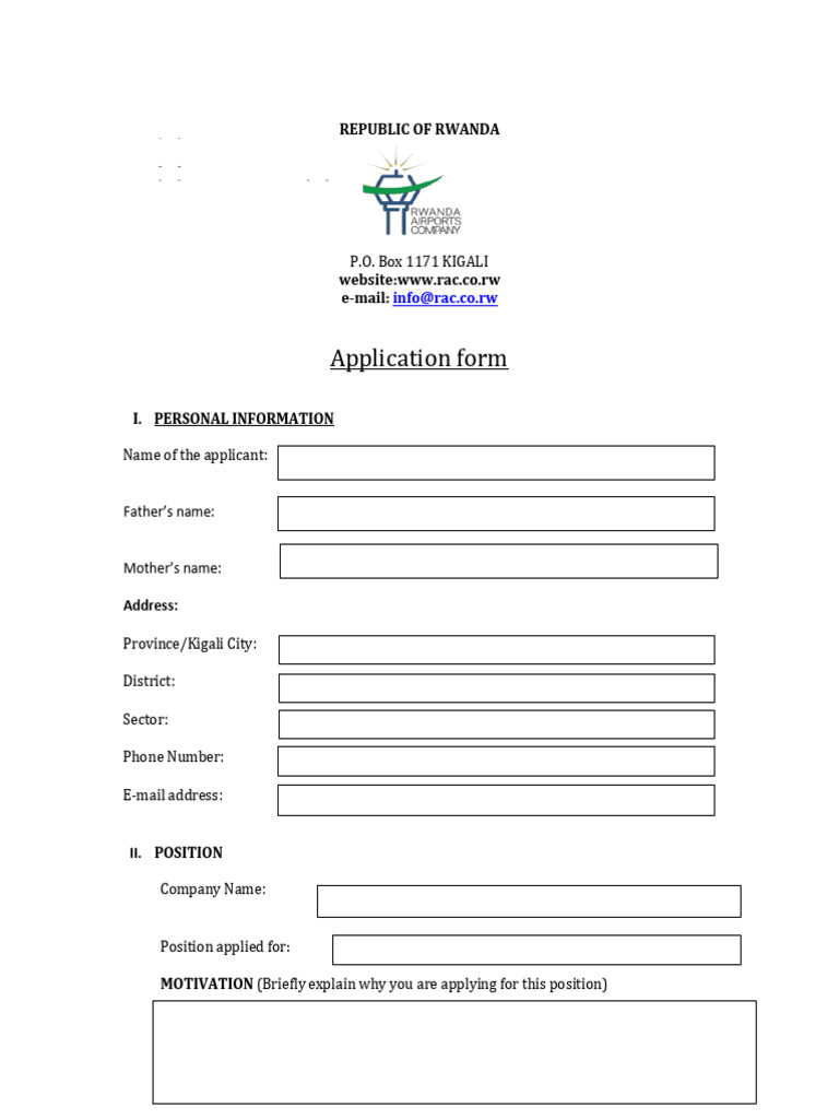 RWANDA AIRPORT APPLICATION FORM | PDF