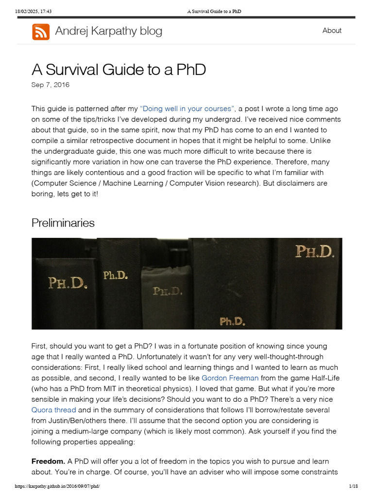Essential PhD Survival Guide | PDF | Doctor Of Philosophy | Experience