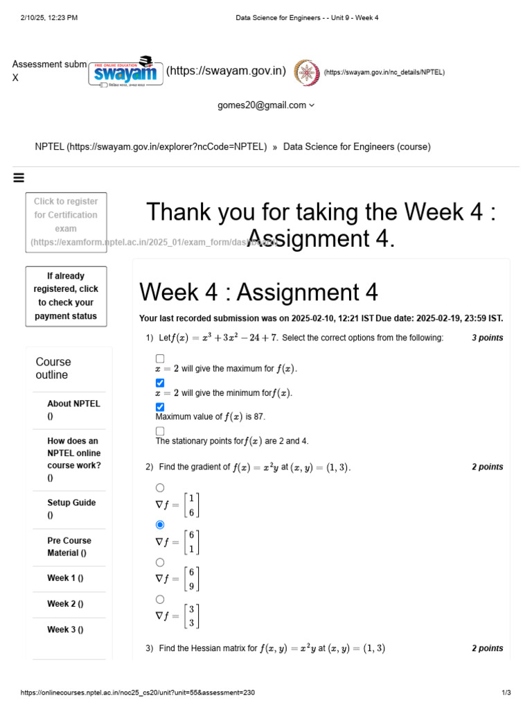 Data Science For Engineers - Unit 9 - Week 4 Answers - 1 | PDF ...