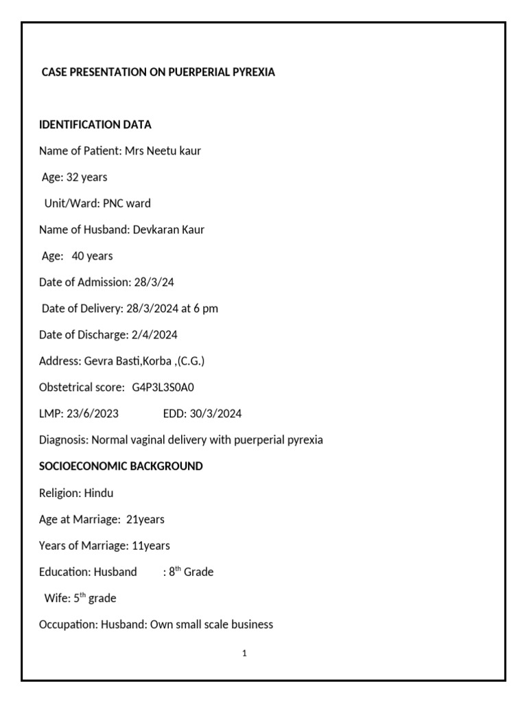 Puerperial Pyrexia Case Study | PDF | Streptococcus | Childbirth