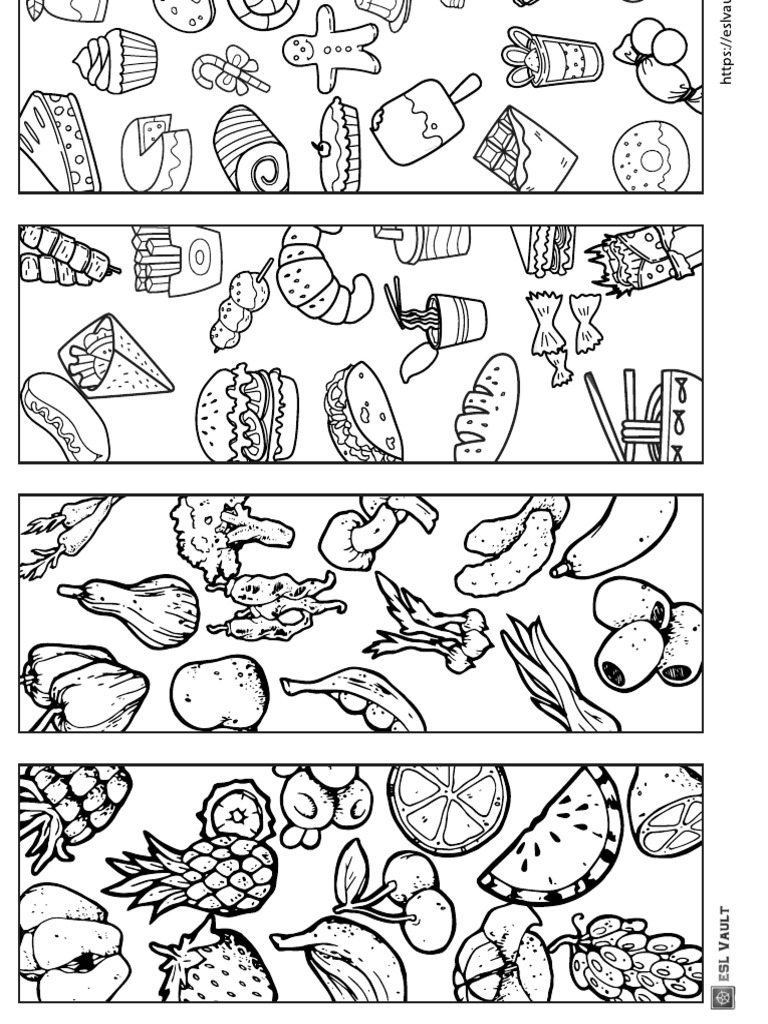 Free Printable Bookmarks To Color Food | PDF