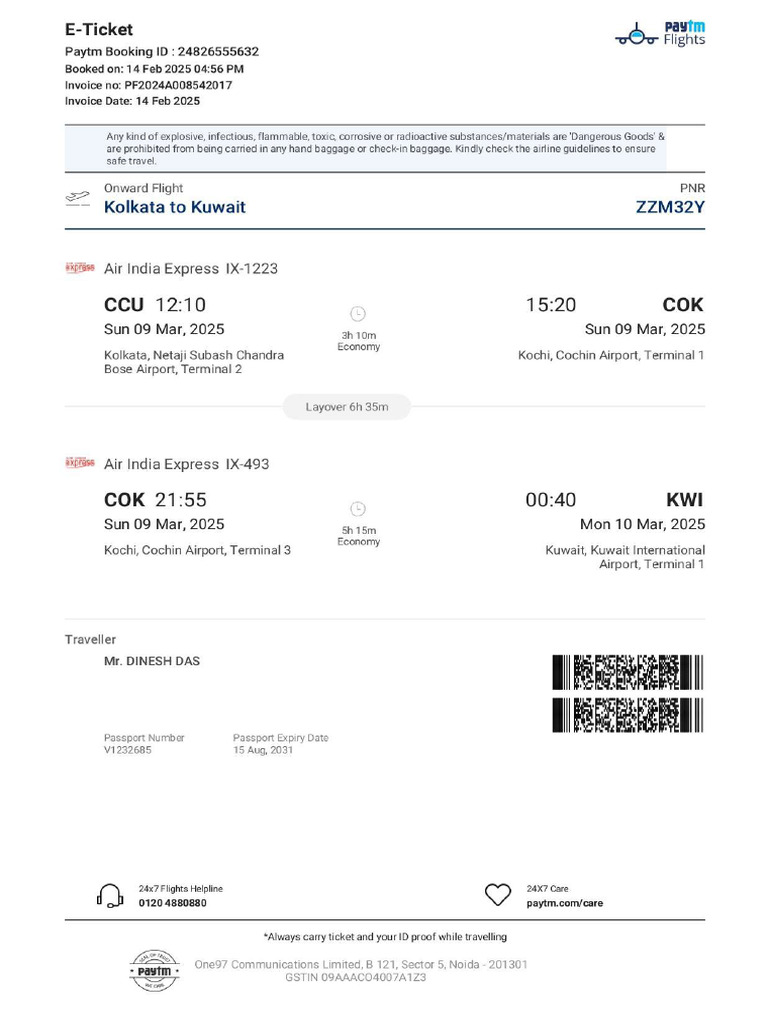 Dinesh Das Ticket | PDF