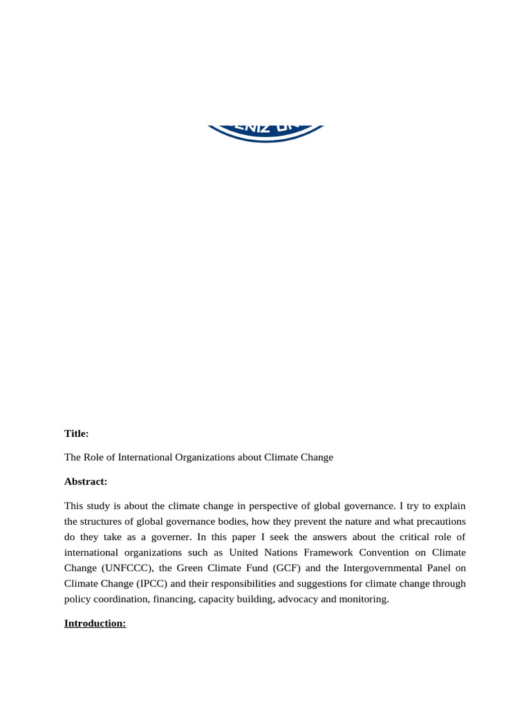 Global Climate Governance Bodies | PDF | Climate Change ...