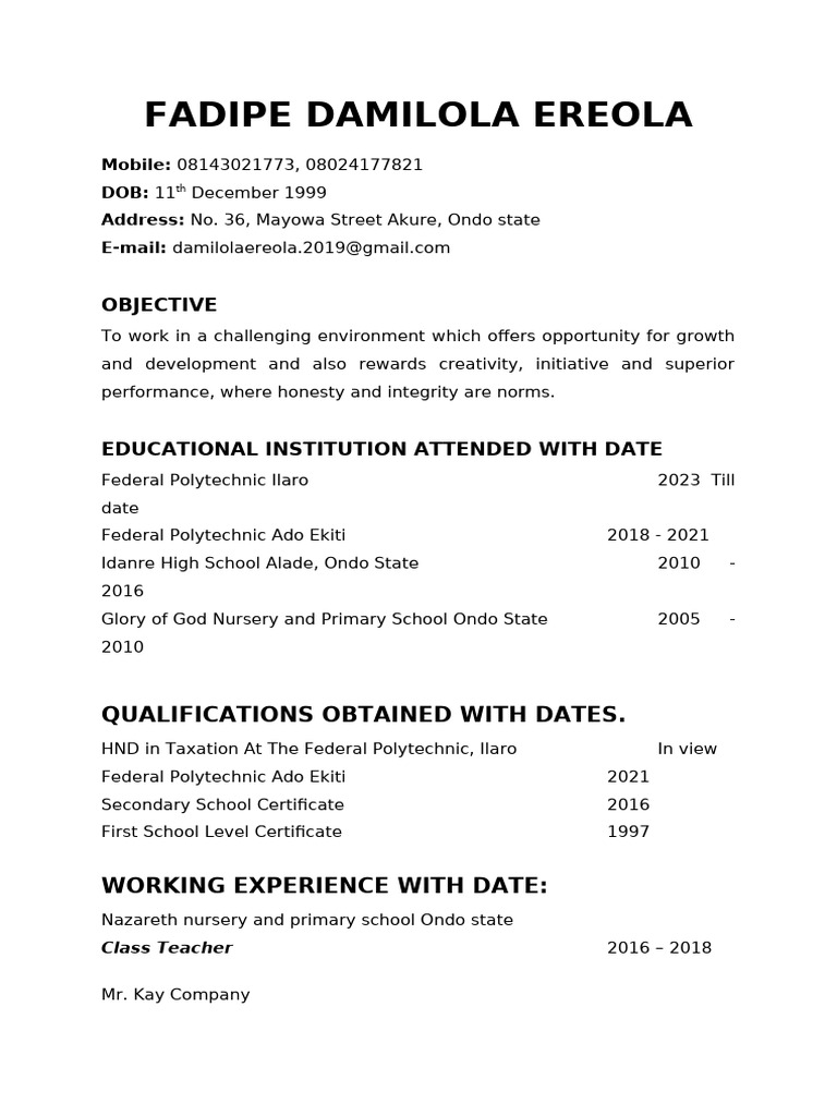 Damilola CV | PDF