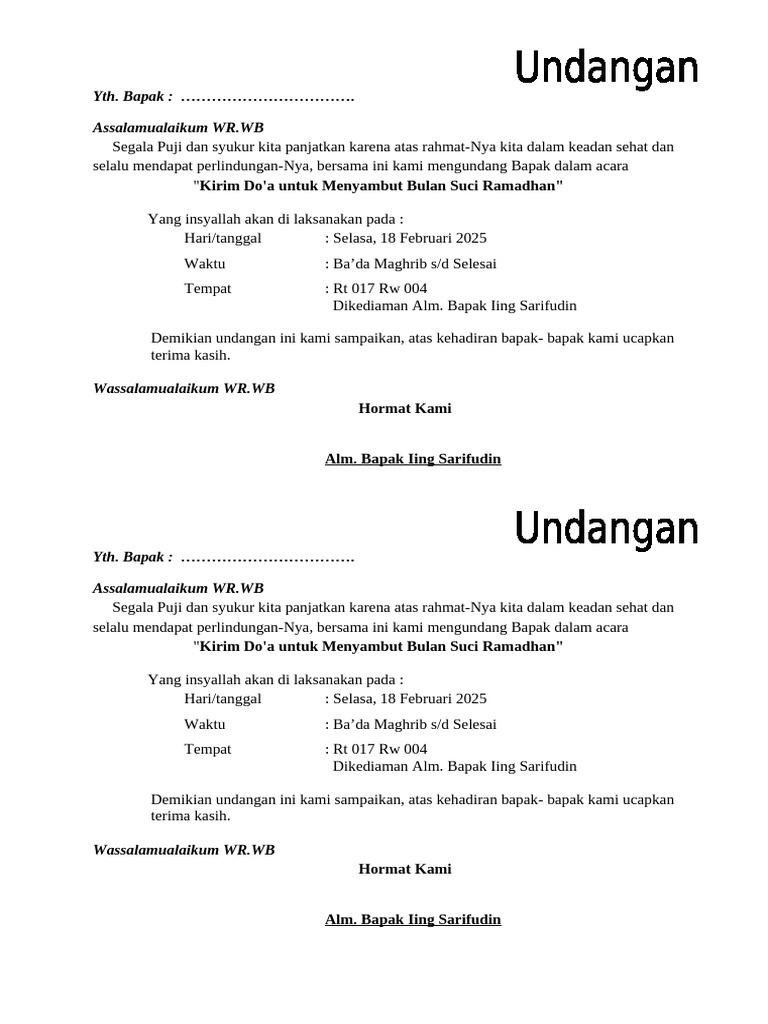 UNDANGAN KENDURI | PDF