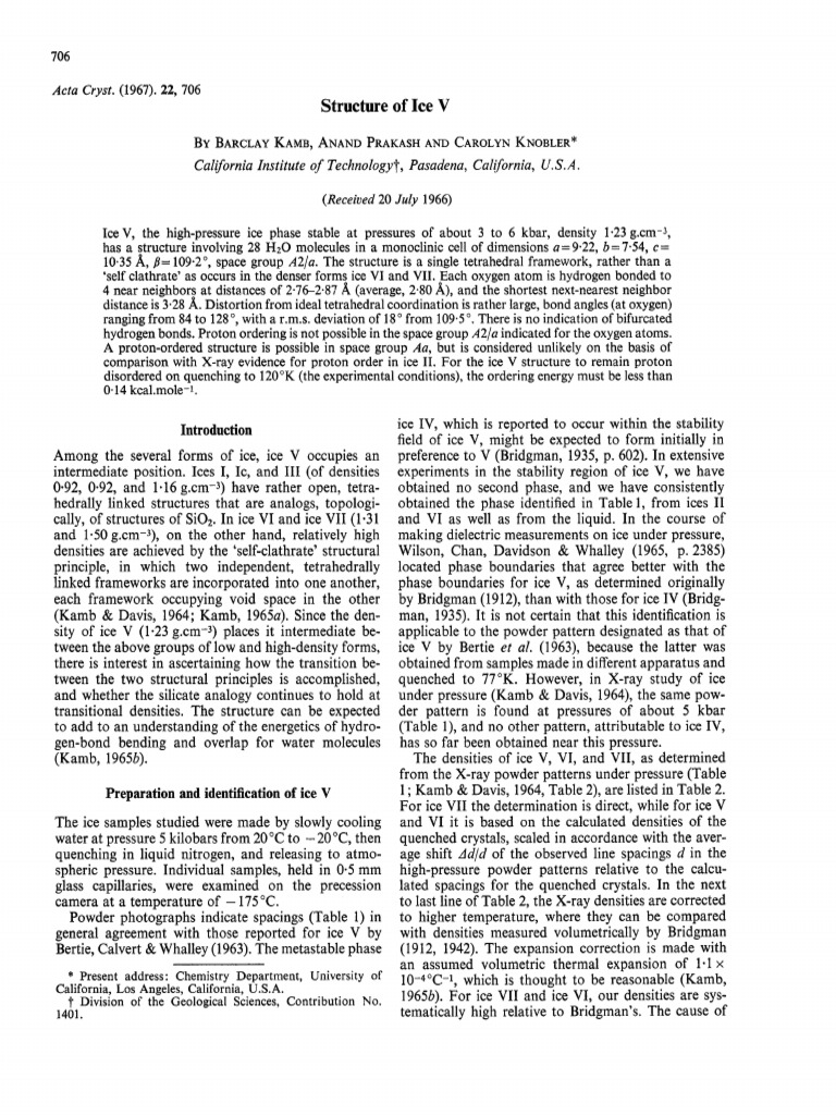 Structure Analysis of Ice V Phase | PDF | Ice | Molecules