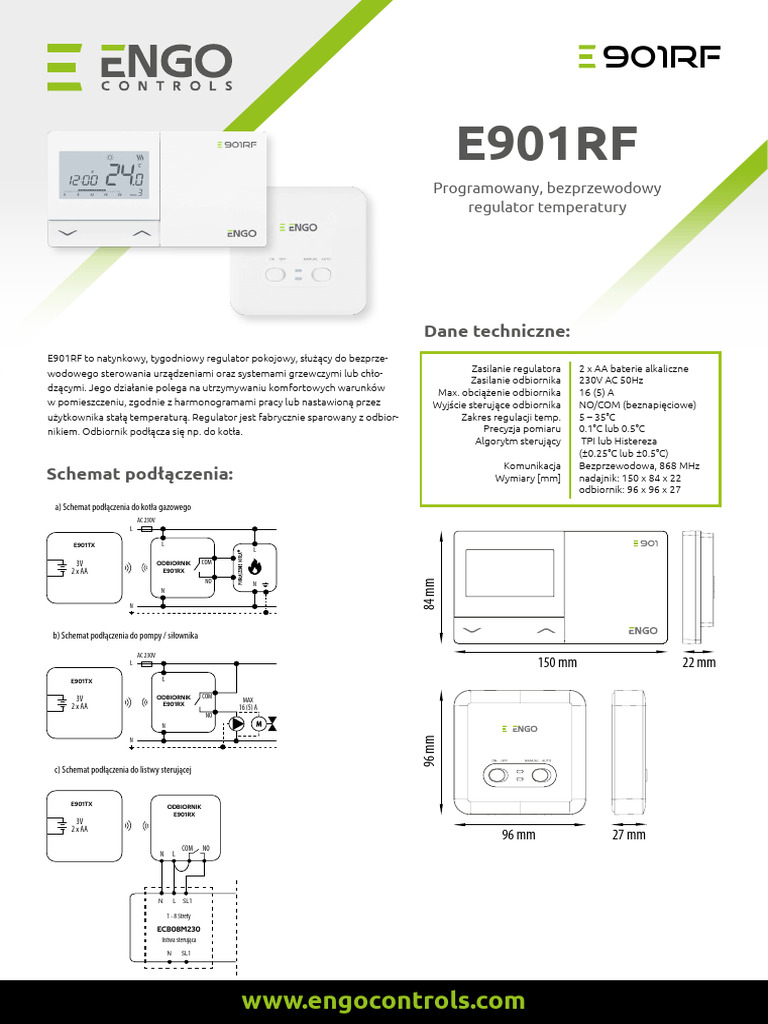 Sterownik Ogrzewania E901rf Engo | PDF