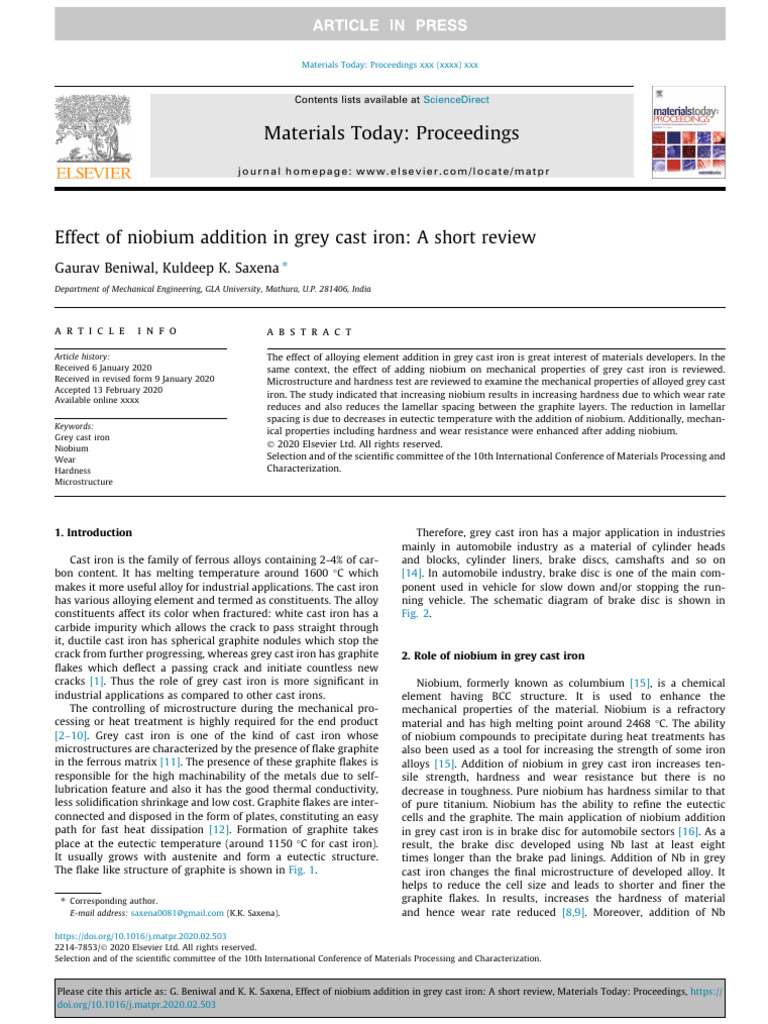 Niobium's Impact on Grey Cast Iron Properties | PDF | Cast Iron | Wear