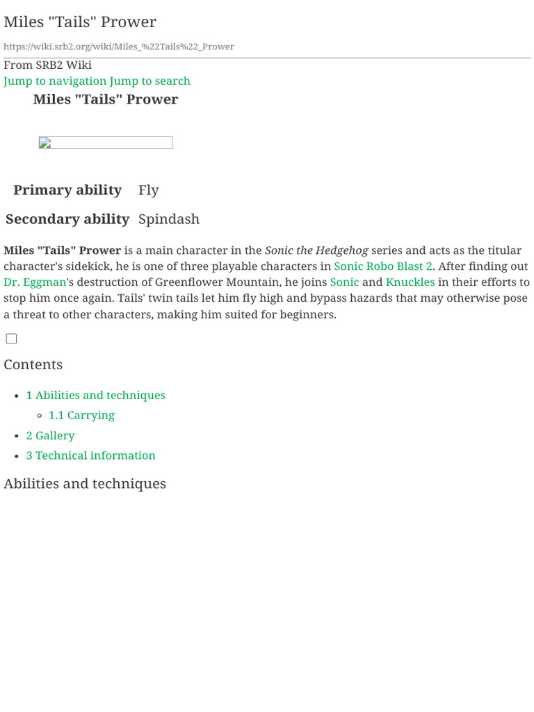 Miles Tails Prower - SRB2 Wiki+ | PDF