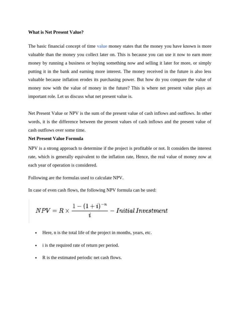 What Is Net Present Value | PDF | Net Present Value | Present Value