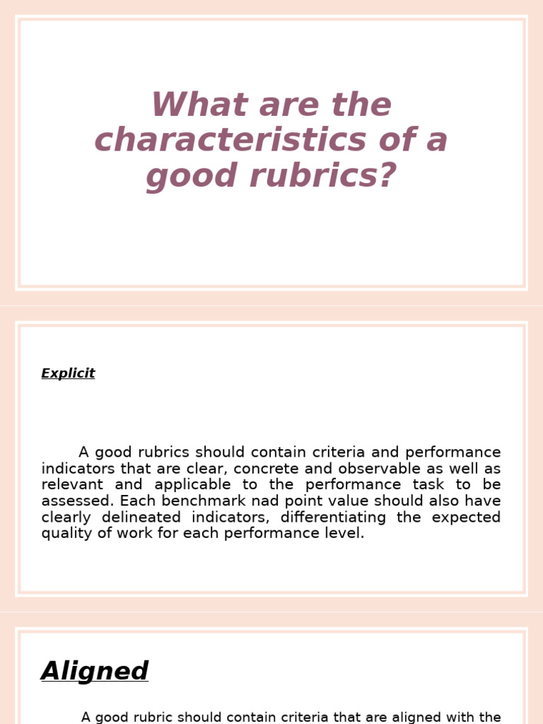 What Are the Characteristics of a Good Rubrics | PDF