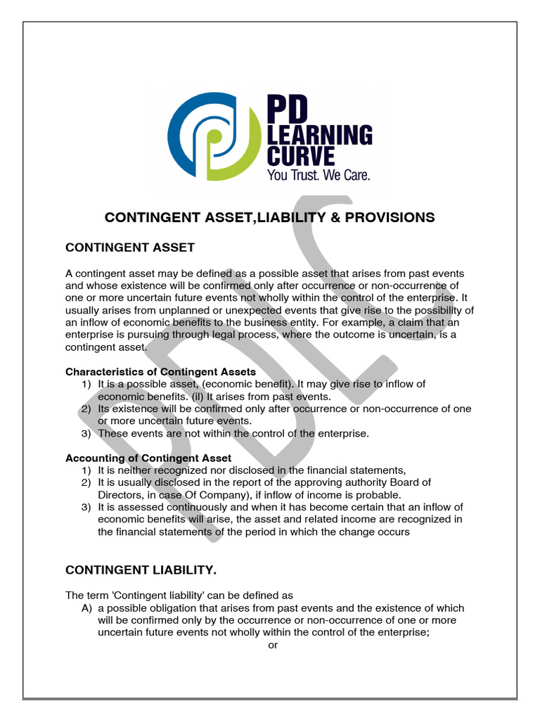 Contingent Assets, Liabilities, and Provisions | PDF | Liability ...