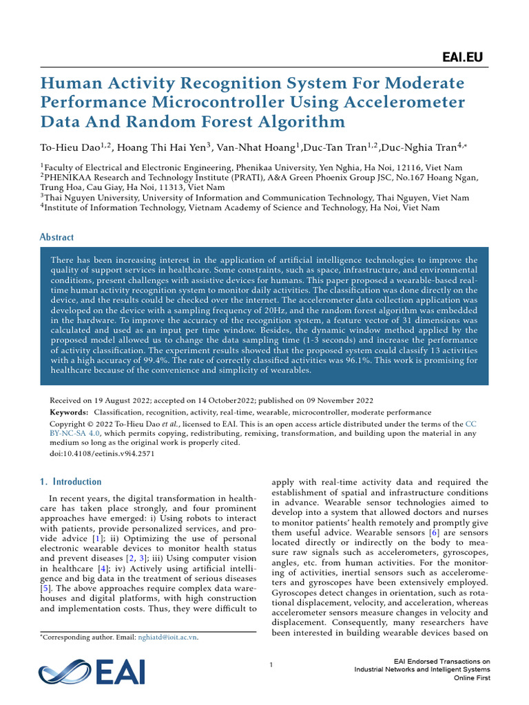 Human Activity Recognition System For Moderate Per | PDF | Machine Learning | Accelerometer