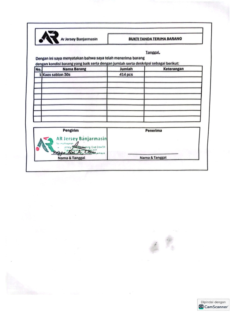 Tanda Terima Barang | PDF
