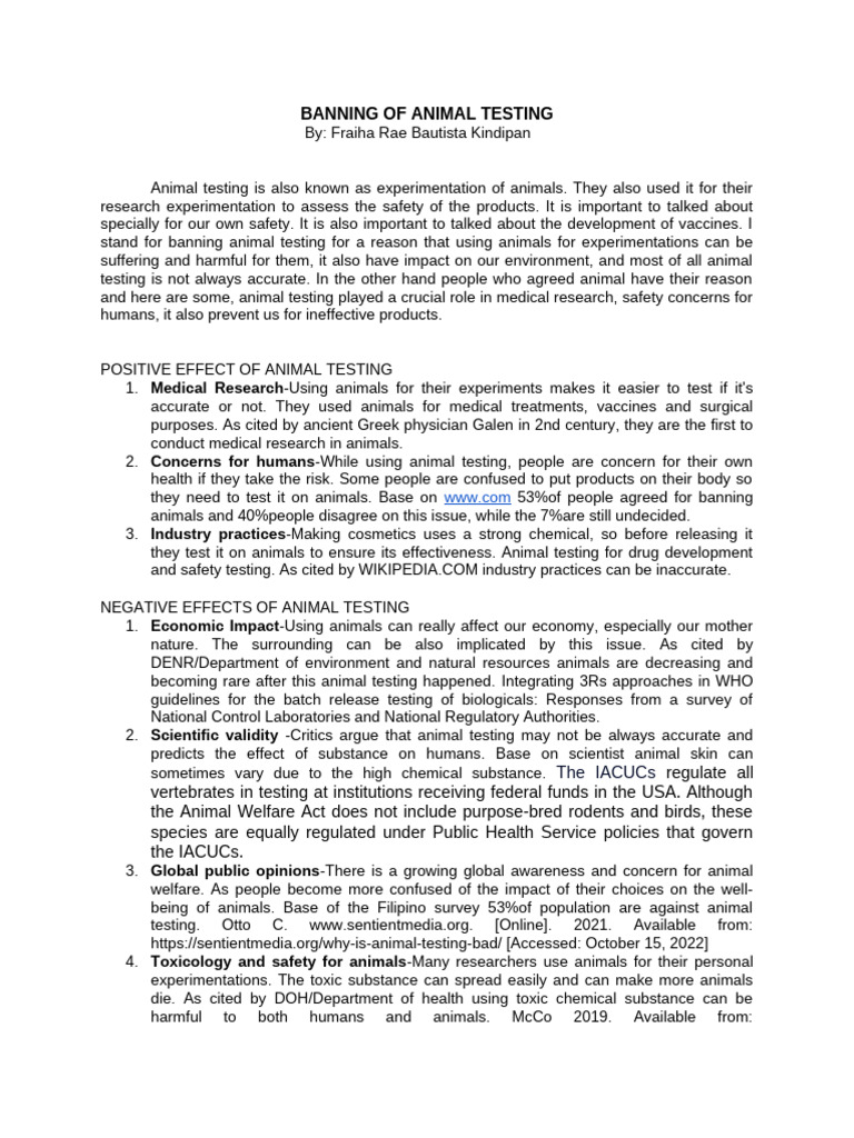 Banning of Animal Testing | PDF | Animal Testing | Experiment