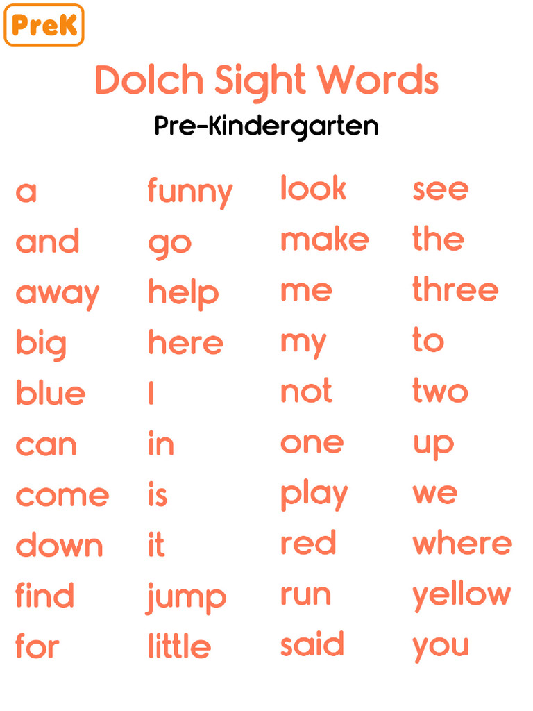 Dolch Sight Words List | PDF