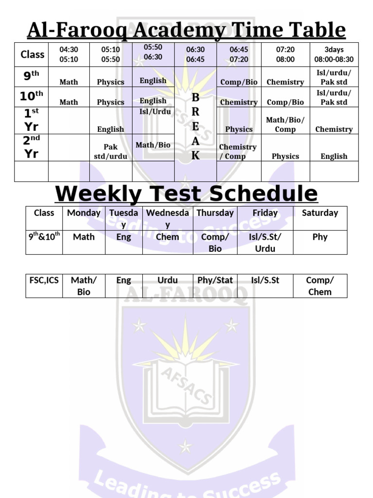 Academy Time Table Sketch | PDF