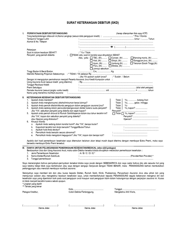 Surat Keterangan Debitur | PDF