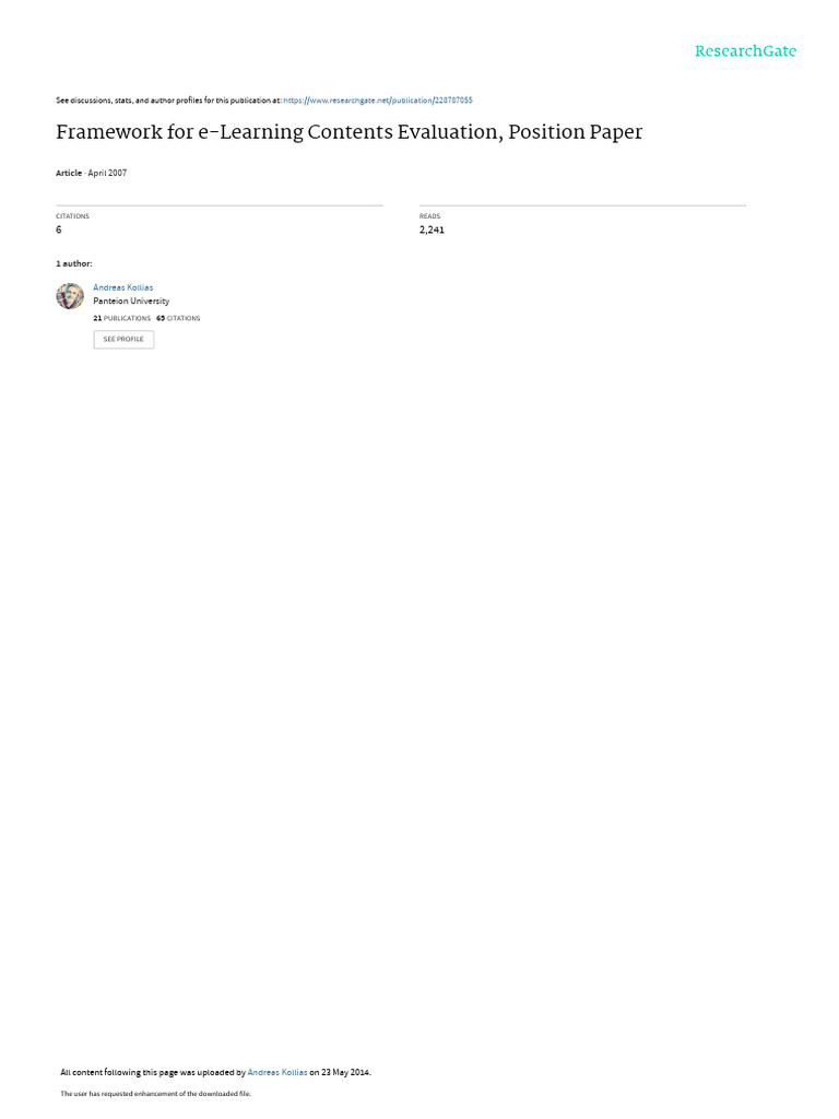e-Learning Content Evaluation Framework | PDF | Accessibility ...
