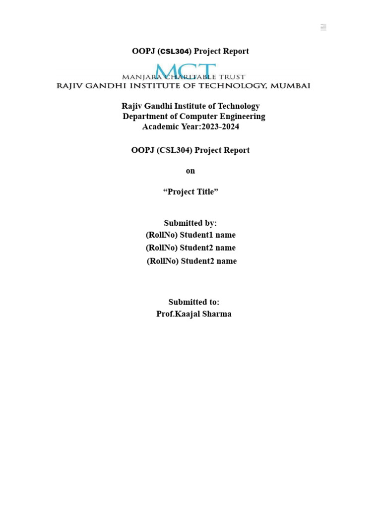 OOPJ Report Format | PDF