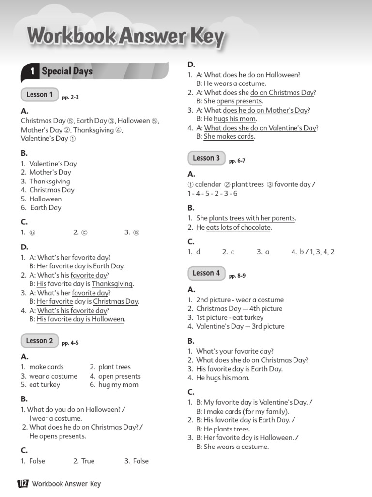 COE3 Workbook Answer Key (Int.) | PDF | Valentine's Day