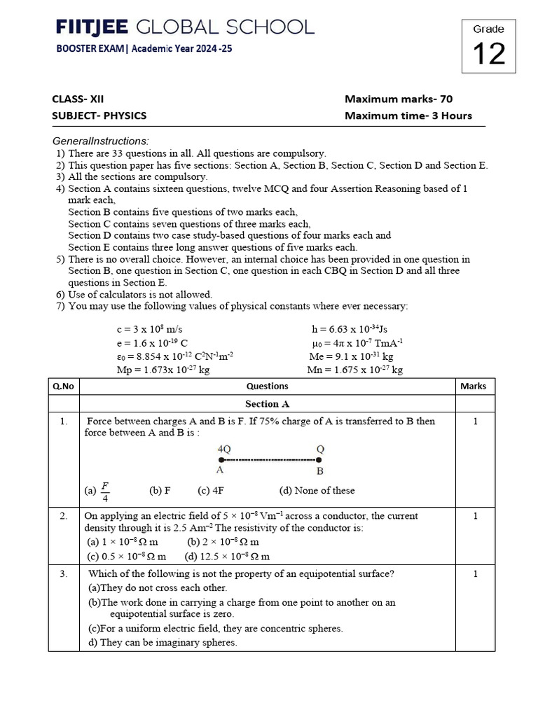 G12 - PHYSICS-BOOSTER EXAM | PDF | Emission Spectrum | Spectral Line