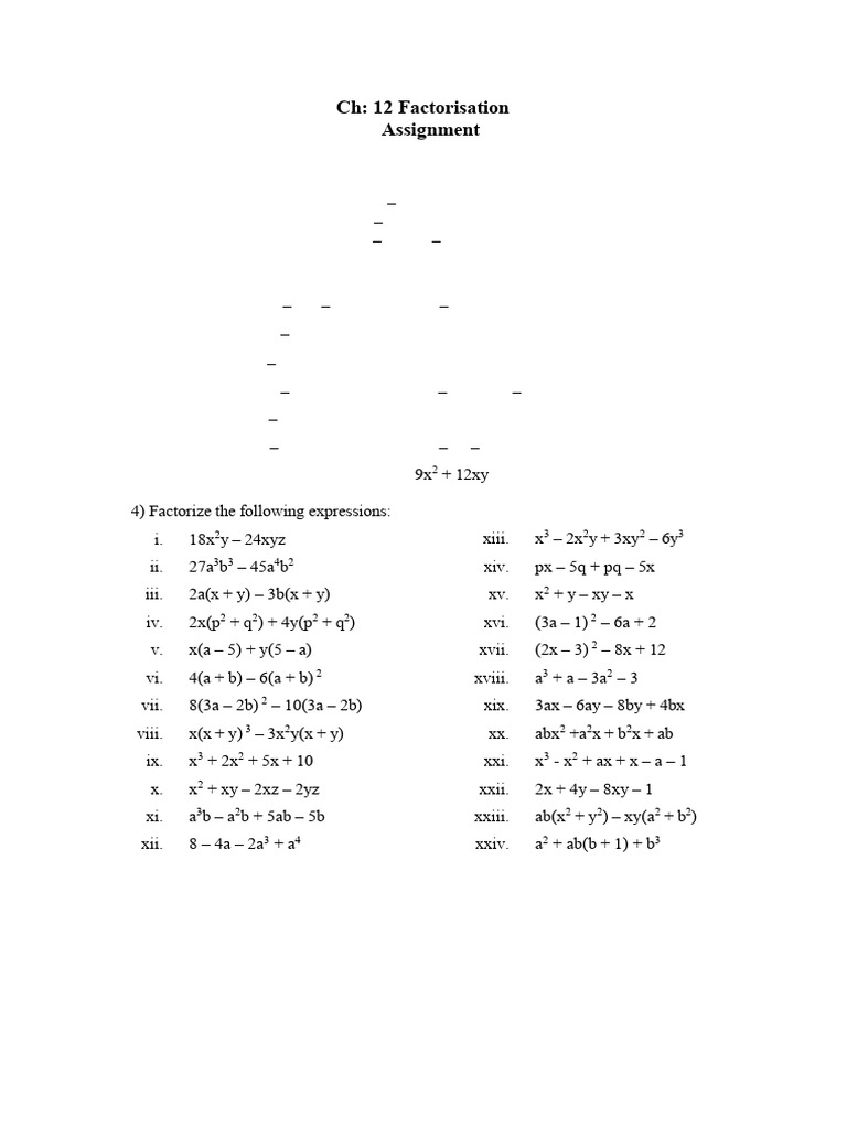Factorisation Assignment | PDF