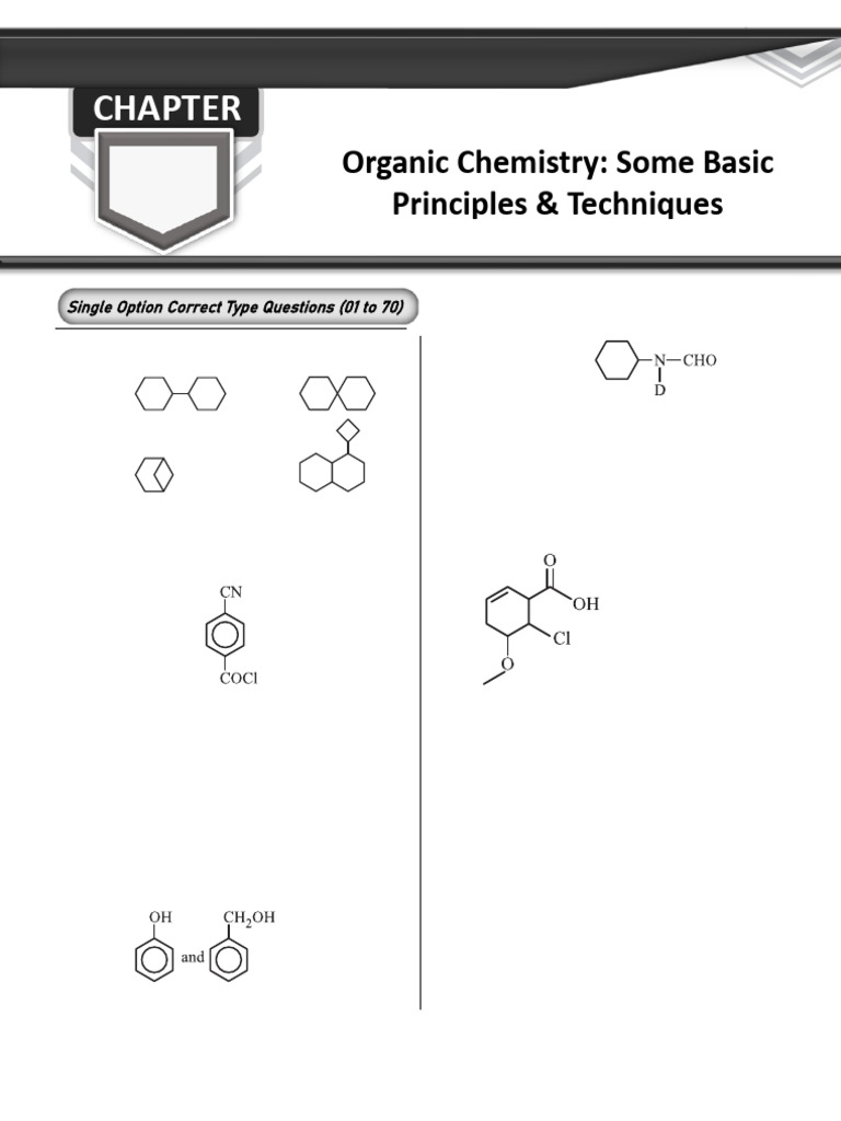 Organic Chemistry: Some Basic Principles & Techniques: Single Option Correct Type Questions (01 ...