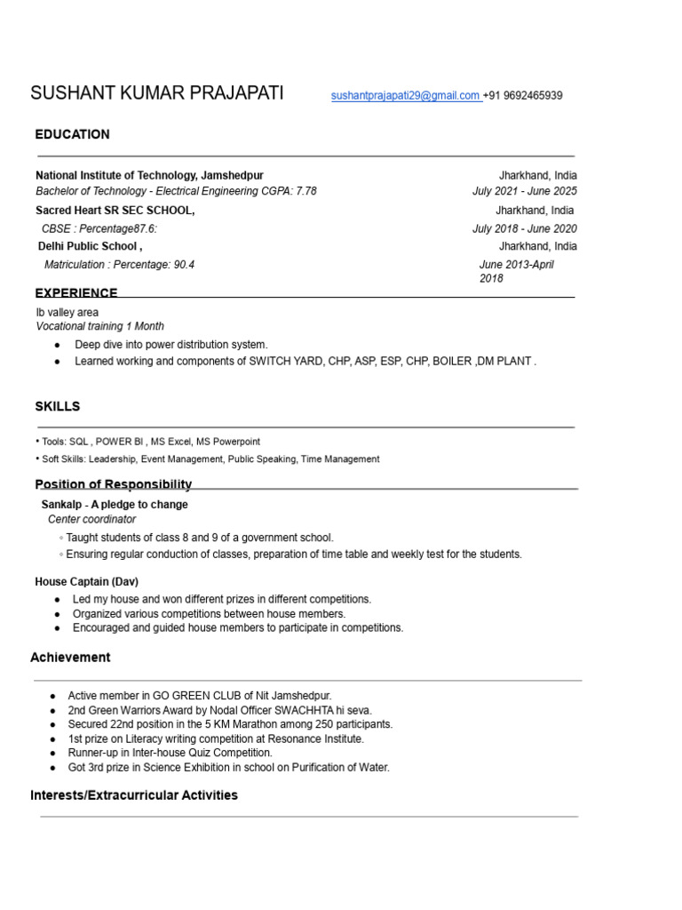 Core Cv Sushant | PDF