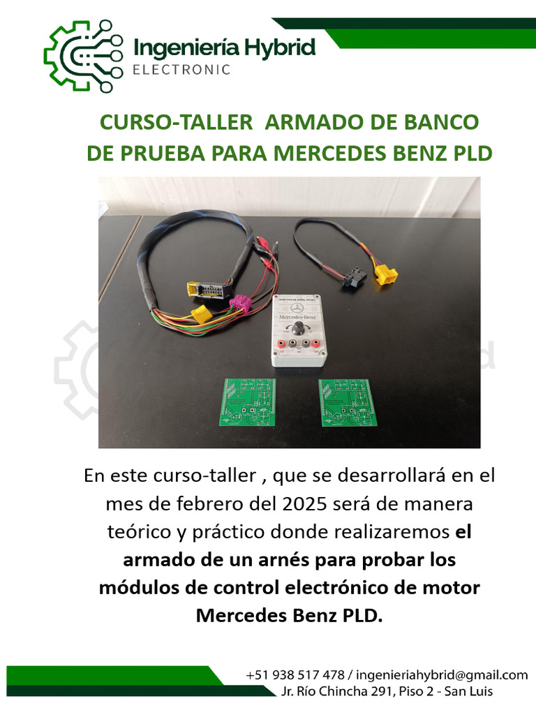 Informacion Curso-Taller Armado de Banco de Prueba Mercedes Benz PLD Ingenieria Hybrid ...
