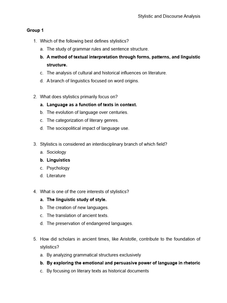 Stylistics and Discourse Analysis Preliminary Reviewer | PDF ...